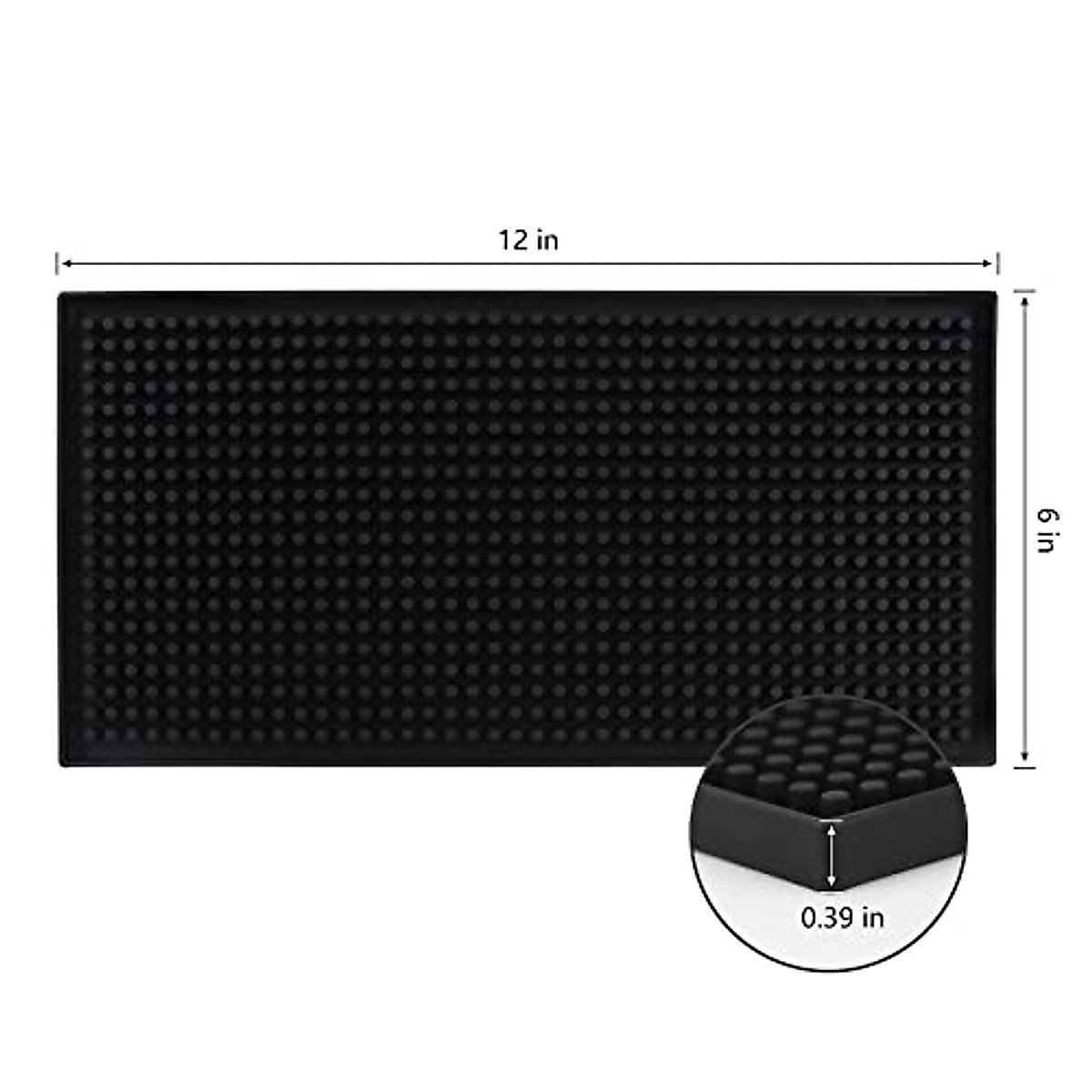 XieNie Bar Mat 6 x 12 Small Black, Coffee Mat for Home Bar, Rubber Bar Service Spill Mat for Cocktail Bartender Kitchen Countertop, PVC Counter Top Cup Mats Glasses Drying Mat, 1PCS