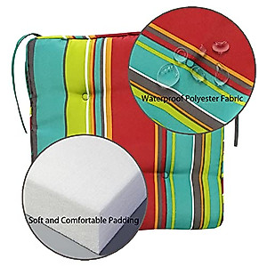 Patio Chair Cushion 4 Piece Outdoor/Indoor Waterproof Square Corner Seat Cushion 15.74X15.74X0.98 Inch, Space Cotton Filled Dining Chair Cushion for Garden Patio Furniture