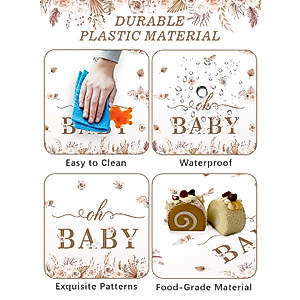 Lopeastar 3Pcs Boho Baby Shower Decorations Tablecloths, Bohemian Pampas Grass Floral Oh Baby Table Cloths, 58 x 108 Inch Large Rectangular Boho Table Covers Party Supplies for Girls Kids