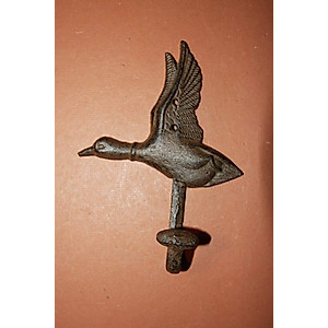 Southern Metal 6 Duck Wall Hooks Rustic Cast Iron 7 1/2 inch high, Duck Lover Mudroom Entryway - H-04