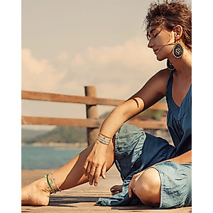 Hicarer 21 Pieces Surfer Wave Bracelet Ocean Wave Adjustable Waterproof Handmade Friendship Bracelet Anklet Jewelry for Women(Simple Style)