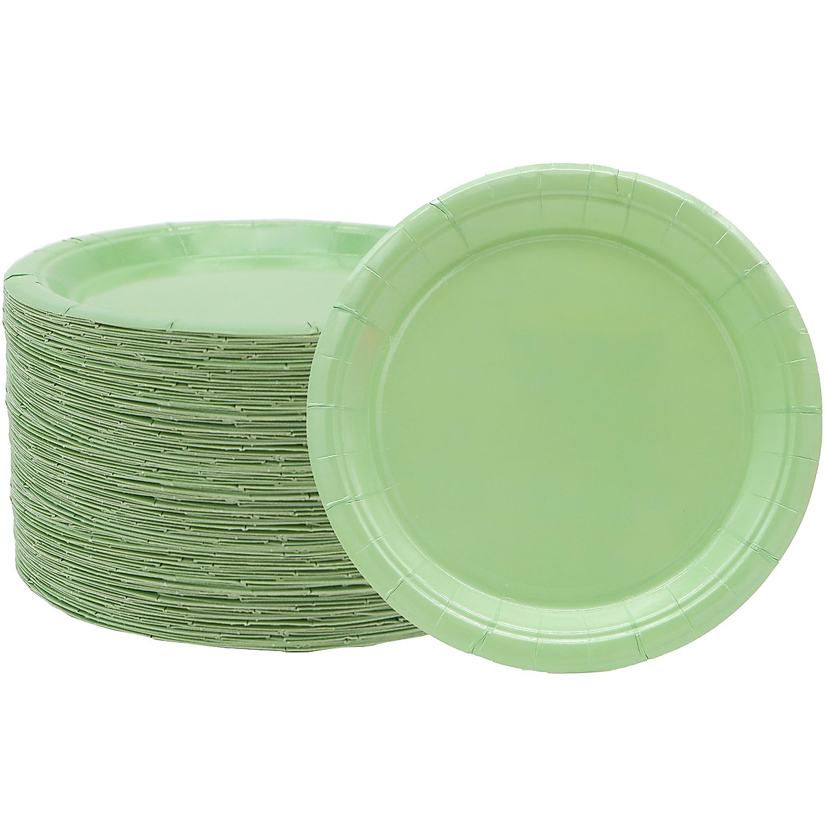 50Pcs Sage Green Party Supplies Sage Green Paper Plates 7"Green Dessert Plates Disposable Mint Green Paper Plates for Green Party Theme Jungle Wedding Bridal Baby Shower Birthday Party Decor (Green)