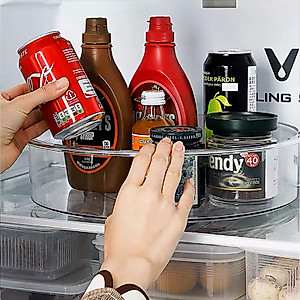 2Pack Clear Lazy Susan Organizer with 5 Removable Dividers 11.5 Inch Divided Lazy Susan Turntable for Cabinet, Refrigerator, Fridge, Pantry, Kitchen, Fridge, Countertop, Bathroom, Vanity