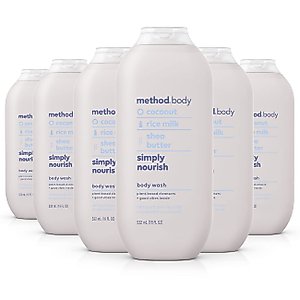 Method Body Wash, Simply Nourish, Paraben and Phthalate Free, 18 oz (Pack of 6)
