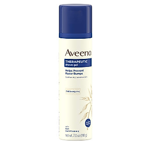 Aveeno Therapeutic Shave Gel with Oat and Vitamin E to Help Prevent Razor Bumps and Soothe Dry and Sensitive Skin, No Added Fragrances and Non-Comedogenic, 7 oz (Pack of 6)