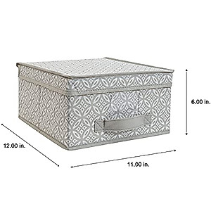 Simplify Medium Box in Grey Soft, 11" x 12" x 6" Boho Closet Storage Organization