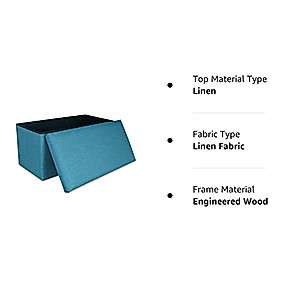 Cosaving 30 inches Folding Storage Ottoman Storage Cube Seat Foot Rest Stool with Memory Foam for Space Saving, Square Ottoman 30x15x15 inches, Teal