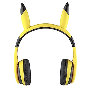 eKids Pokemon Kids Bluetooth Headphones, Wireless Headphones with Microphone Includes Aux Cord, Volume Reduced Kids Foldable Headphones for School, Home, or Travel
