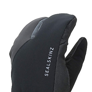 SEALSKINZ Unisex Waterproof Extreme Cold Weather Cycle Split Finger Glove, Black/Grey, Large