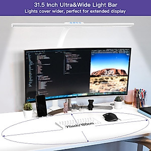 24W Gooseneck Clamp Light for Home Office, 4 Color Modes Dimmable Table Lamp and Stepless Dimming, Modern Architect Desk Lamp for Studio Reading Home Study (Color : White)