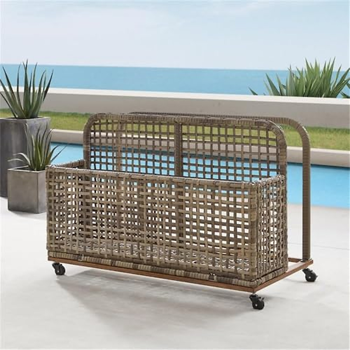 Afuera Living Coastal Wicker / Rattan Pool Storage Caddy in Natural
