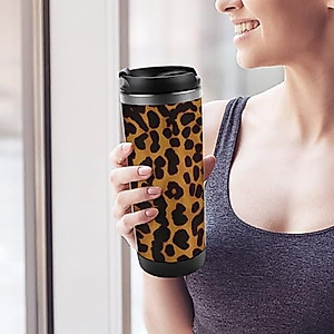 Cool Cheetah Leopard Travel Coffee Mug Stainless Steel Water Bottles Insulated Water Bottle Travel Mug Insulated Tumblers Travel Coffee Tumbler 12 Oz Coffee Tumbler Travel Cup