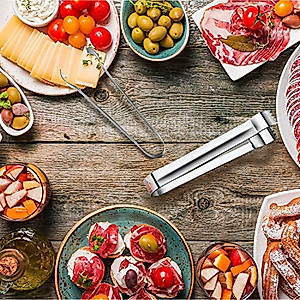 Gejoy 12 Pieces Sugar Tongs Ice Tongs Stainless Steel Mini Serving Tongs Appetizers Tongs Small Kitchen Tongs for Tea Party Coffee Bar Kitchen (Silver Curved Tip)