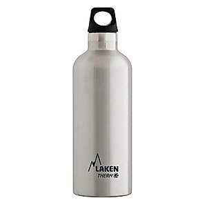 Laken Thermo Futura Vacuum Insulated Stainless Steel Water Bottle Narrow Mouth, 17 Ounce, Plain/Silver