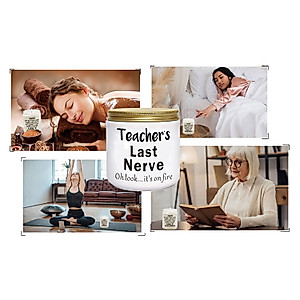 Funny Teacher Gifts for Women Teachers Appreciation Gift Personalized Novelty Lavender Scented Soy Candles for Birthday Christmas Teachers Last Nerve Candle
