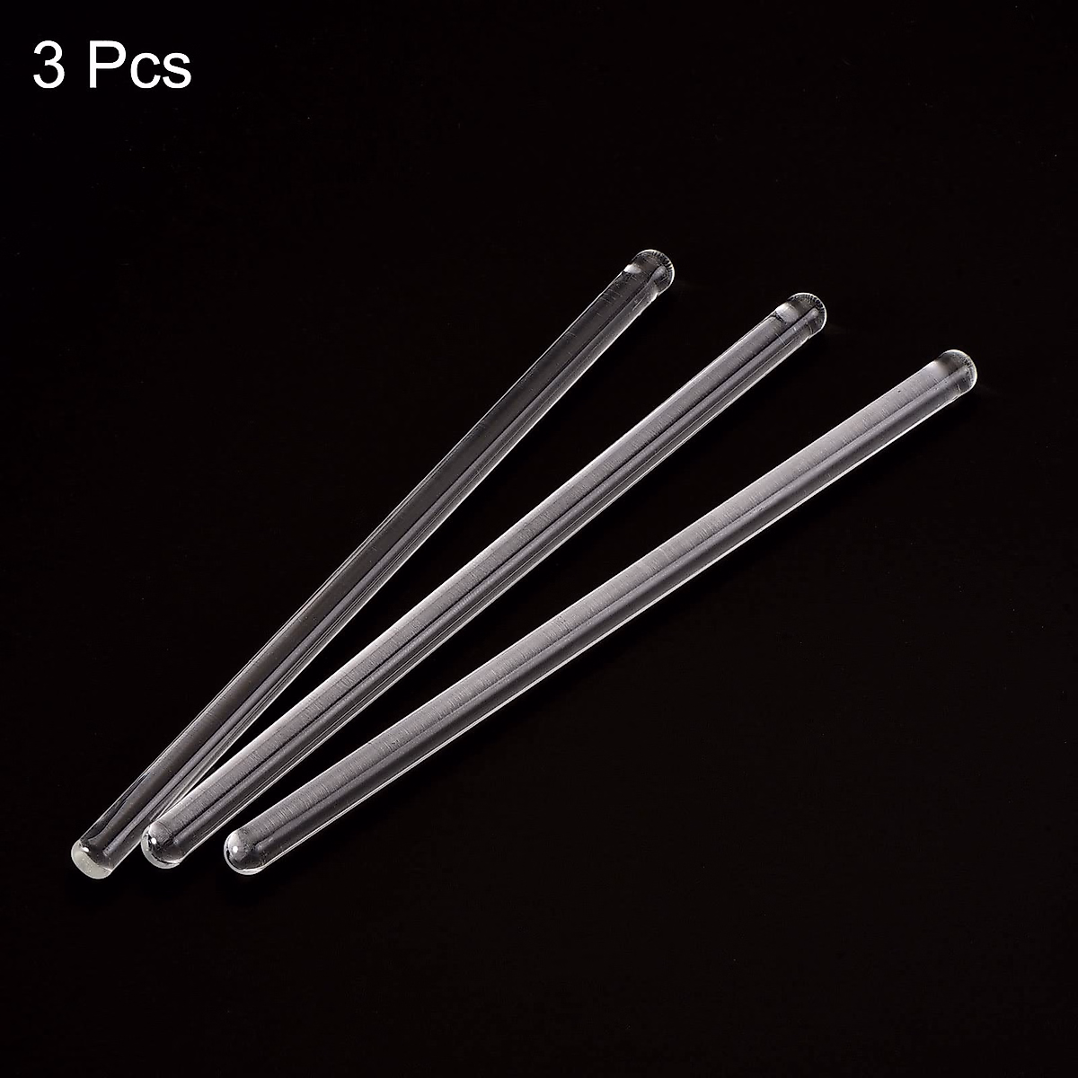 MECCANIXITY Borosilicate Glass Stick 5.91" Length 8mm Dia Stir Rod Mixing Tools with Both Ends Round for Lab Kitchen Science 3Pcs