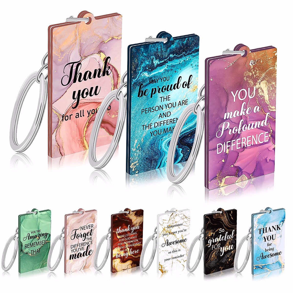 9pcs Appreciation Gift Keychains Acrylic Thank You Key chains Christmas Graduation Party Thanksgiving Gift Inspirational Keyrings Appreciation Gifts for Employee Staff Coworkers Teacher Doctor Nurses