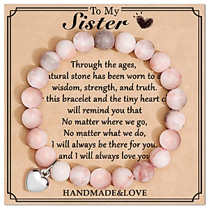 Jewelry&Card Mothers Day Gifts for Sister, Natural Stone Sister Bracelet, Sisters Gifts from Sister, Sister Birthday Gift Ideas