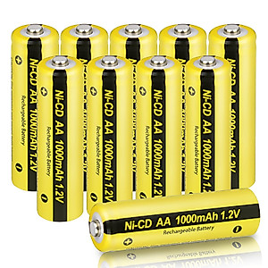 AA Batteries 1.2V NICD 1000mAh Rechargeable Battery for Garden Landscaping Solar Lights 10 Pack