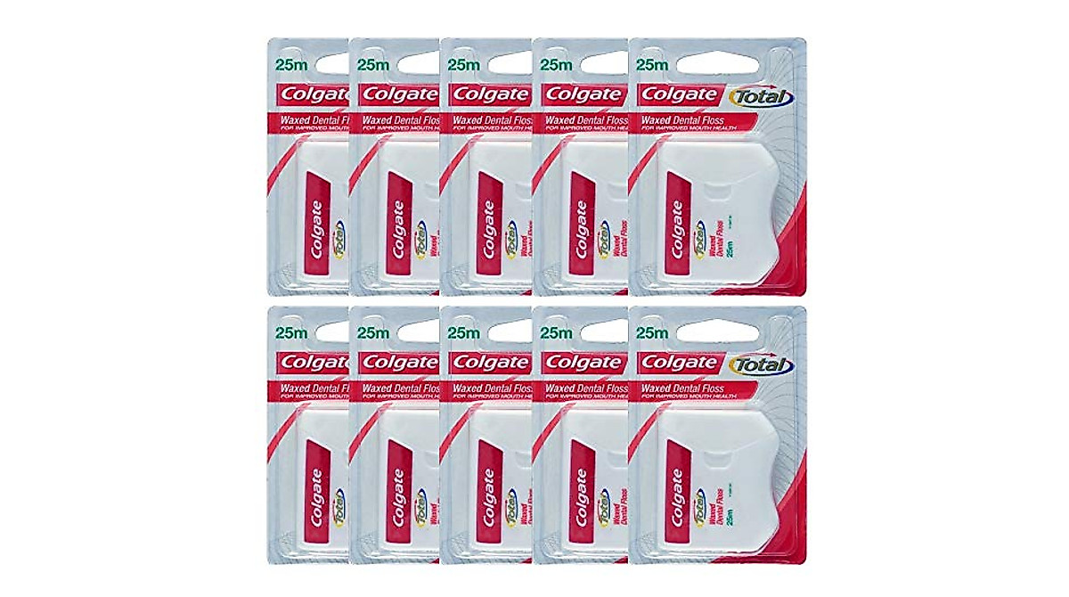 Colgate Total Dental Floss Pack of 10 for Easy, Shred-Resistant Cleaning