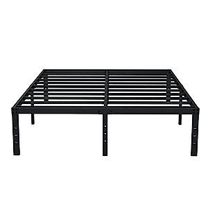 EMODA Full Size Bed Frame 16 Inch Heavy Duty Metal Platform Beds No Box Spring Needed with Sturdy Steal Slats Mattress Foundation, Easy Assembly, Noise Free, Black