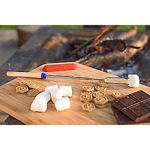 TooglBox - 4 Piece 32 Inch Marshmallow Roasting Stick - Telescoping Stainless Steel Cookware Set-Forks for Smores & Hot Dogs - Bonus 20 Bamboo skewers, Bag (4)