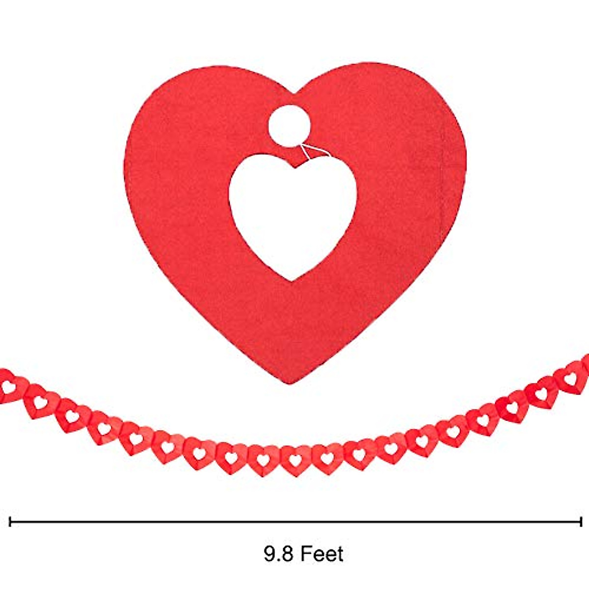 JOYIN 27 Pieces Valentines Day Decoration Kit with 1 Heart Shaped Garland, 2 Tissue Fans, 2 Tissue Poms, 6 Heart String, 8 Double Swirls and 4 Foil Cutouts Swirls and 4 Cardstock Cutouts Swirls