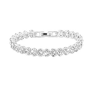 COLORFUL BLING Elegant Crystal Bracelet Roman Style Rhinestone Hollow Bracelet Birthday Gifts for Women-Silver