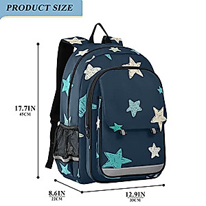 ALAZA Doodle Stars Blue Gray White Casual Daypacks Bookbag Bag