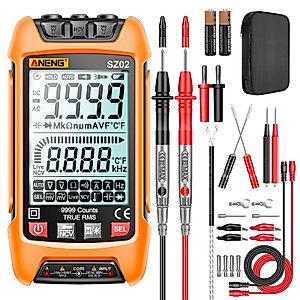 ANENG Digital Multimeter Smart Testers TRMS 9999 Counts Anti-Burning Ohm Amp Volt Meter Measures NCV,AC/DC Current/Voltage,Resistance,Continuity,Capacitance,diodes,Auto-ranging Electrical Tools