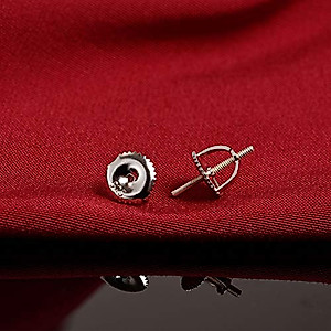 2 Pairs 18k Gold Plated Earring Screw Backs Replacement Sterling Silver Screw On Earring Backs for Diamond Studs, Hypoallergenic Secure Locking Earring Backs for Kid White Gold 6mm