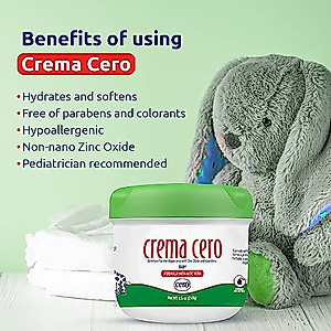 Crema Cero Diaper Rash Cream for Baby with Zinc Oxide and Aloe Vera – High-Strength Diaper Cream for Quick Relief and Protection – Hydrating and Soothing Baby Balm – Aloe Vera 8.5oz