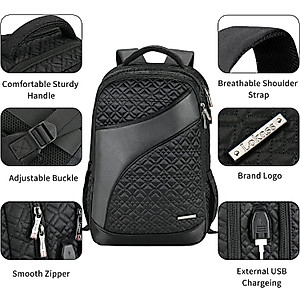 BAGNN 15.6'' Laptop Backpack for Men & Women, Birthday Gifts College Backpack with USB Charging Port, Carry on Backpack for Airplanes