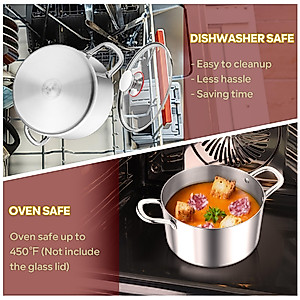 E-far 5 Quart Stock Pot with Lid, 18/10 Tri-ply Stainless Steel Stockpot for Induction Ceramic Gas Stoves, Heavy Duty Cooking Pot for Pasta Soup Stewing Simmering, Oven and Dishwasher Safe