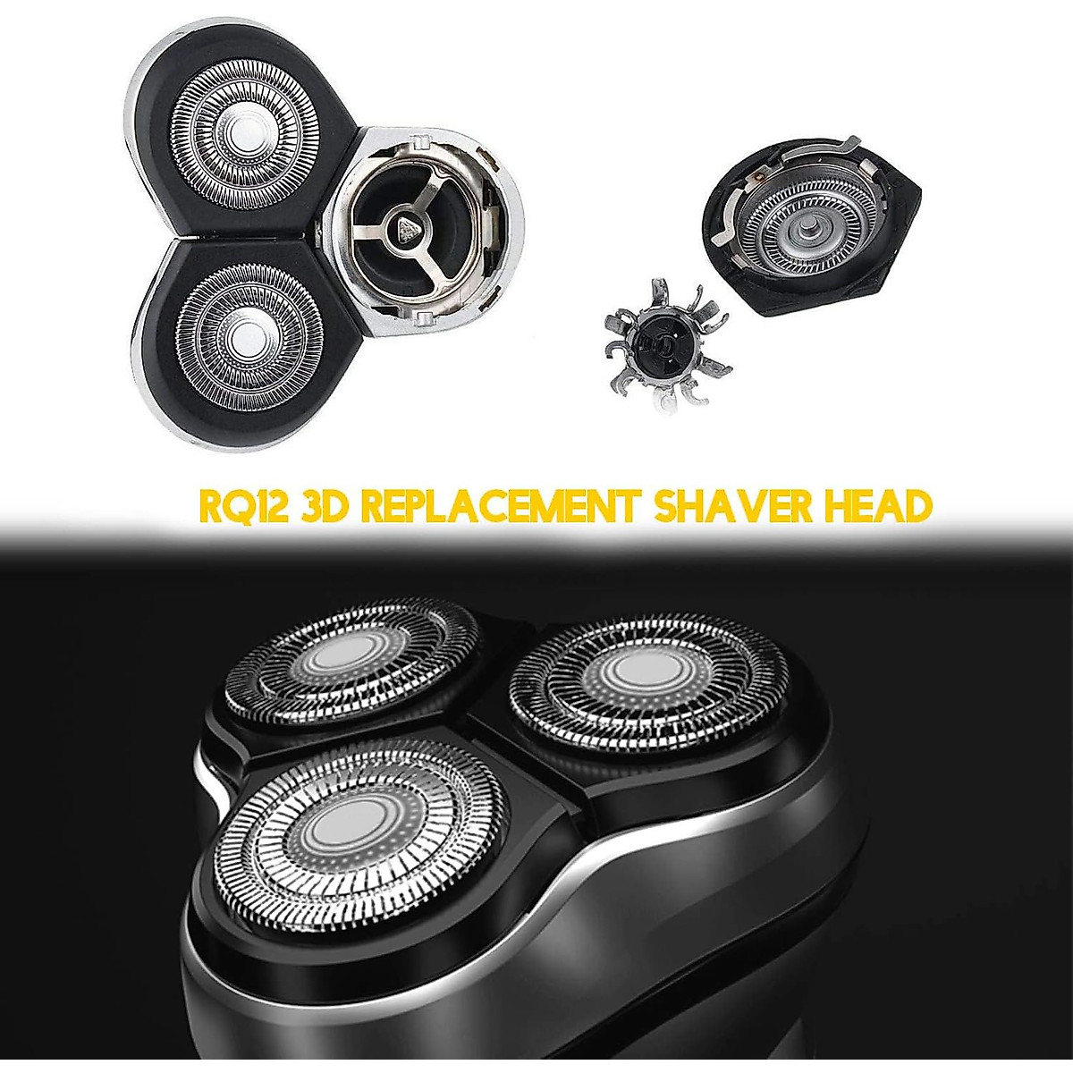 RQ12 Replacement Shaver Head Compatible with Philipss Norelcos RQ11 RQ10 Sensotouch 3D 1260X RQ1250 RQ1295 RQ1180 Arcitec Razor Shaving Unit Triple 3D