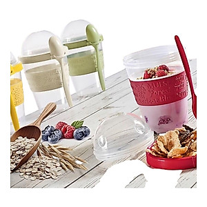 SUNGUU 4 Overnight Oats Containers with Lids Pack Yogurt Parfait Cups with Lids Reusable Take and Go Yogurt Containers with Lids and Spoons Overnight Oats Containers Breakfast on the Go Cup