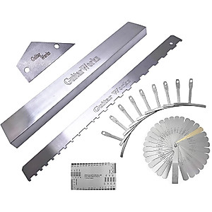 jiayouy Set of 14 Pieces Luthier Tools Set Guitar Neck Notched Straight Edge 9pcs Guitar Radius Gauge String Action Gauge Ruler Fret Rocker Fret Leveling Beam for Guitar and Bass Setup Tool
