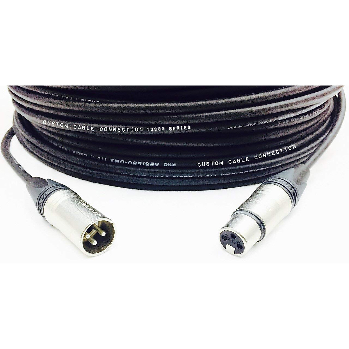 200 Foot 3-Pin XLR 24 AWG (Gauge) DMX512 Data Cable Male to Female for Stage Lighting, LED Uplights, DJ Lights and DMX512 Controller- Made by Custom Cable Connection
