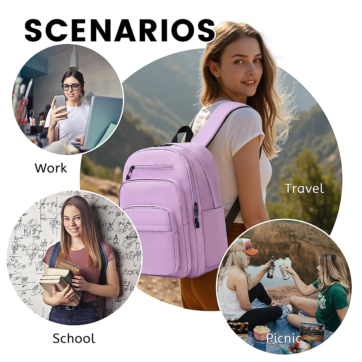 Lanola Laptop Backpack,Cool Student Backpack, Travel Business Backpack-Purple