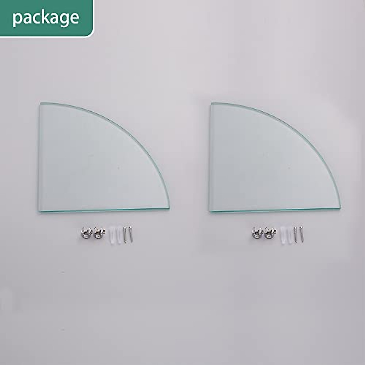 WAKLOND Bathroom Shelves, 2-Tier Bathroom Glass Corner Shelf Wall Mounted ,Tempered Glass Shelf for Storing Seasoning Bottle/Brush/Shower Gel/Soap/Shampoo