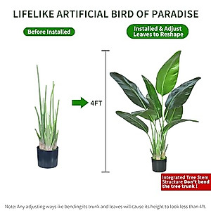HAIHONG 2Packs 4FT Artificial Bird of Paradise Plant,Faux Palm Tree Potted Plant with Real Touch Leaves,Fake Trees for Home Living Room Office Indoor Outdoor Decor(4 FT-2Packs)