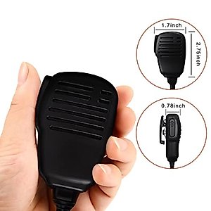 SAMCOM Walkie Talkie Speaker Mic, 2 Pin K Type Handheld Two Way Radios Shoulder Lapel Mic Microphone with Rainforced Cable,1 Pack