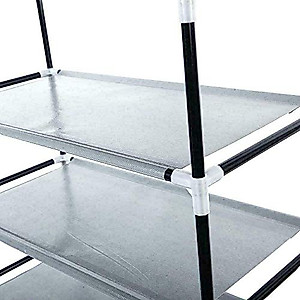 888Warehouse Space Saving Portable Shoe Rack Storage Organizer, 10 Tiers 9 Lattices Non-Woven Waterproof Fabric Cover Shoe Rack Shoe Tower Cabinet for Closet (Light Blue / Birds)