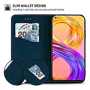 AKABEILA for Oppo Reno 6 Pro Plus 5G Case Luxury PU Leather Flip Wallet Case Card Holder Magnetic Closure Kickstand Shockproof Women Men Mobile Phone Cover for Oppo Reno 6 Pro 5G 6.55" Blue