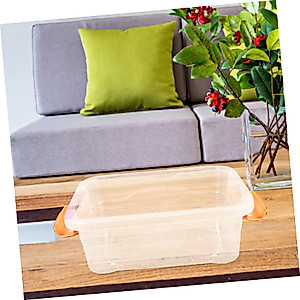 SEWACC 5pcs Box Plastic Container Storage Box with Lid Small Organizer Box Small Storage Bins with Lids Ornament Storage Shoe Boxes Clear Plastic Stackable Orange Brochures Storage Case