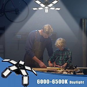 Aoretic LED Garage Lights Bulb 10+1 Panels 2 Pack -200W, 20000LM 6500K Led Shop Light with 6+1 Deformable Panels, Ceiling Lights for Basement Barn Light Garage