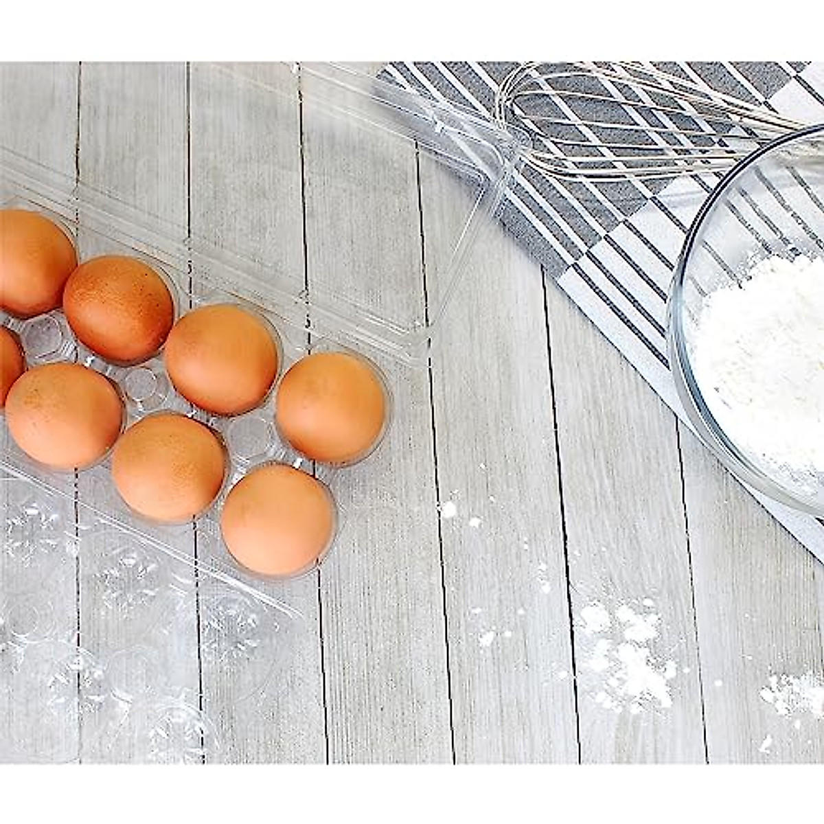Clear Plastic Egg Cartons (20-Pack); Tri-Fold Containers for One Dozen Eggs