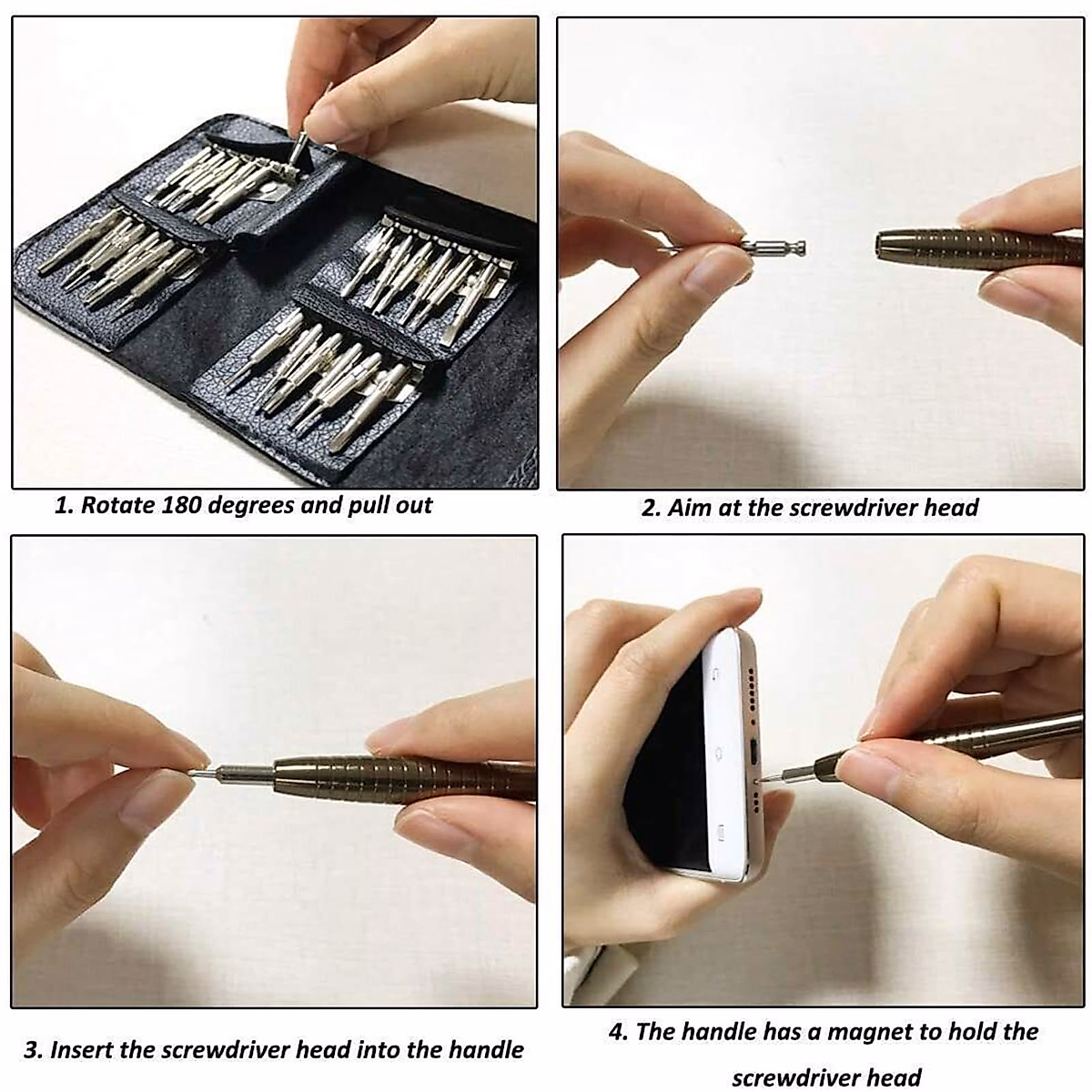 Jstcmadby 25pcs Mini Screwdriver Set Hand Tool Repair Kit for Eyeglasses Laptop Watch