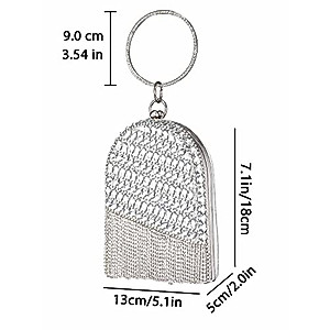 Yokawe Women's Crystals Evening Bag Sparkling Rhinestone Clutch Purses Tassel Crossbody Bags Wedding Party Prom Cocktail Handbags