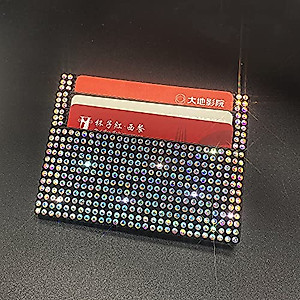 Pomelo Litchi Pitaya Leather Rhinestone Wallets for Women Crystal Bling Slim Small Card Holder Wallet (Multi)